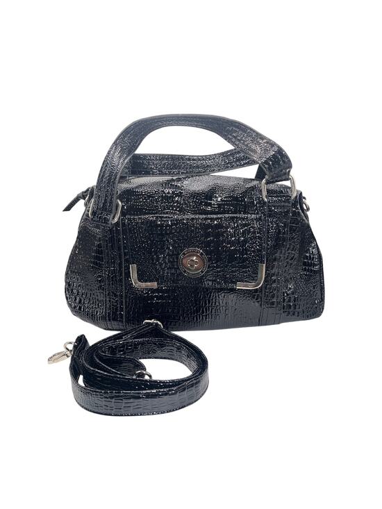 Sag Harbor | Bags | Sag Harbor Black Faux Crocodile Hobo Style Bag With ...
